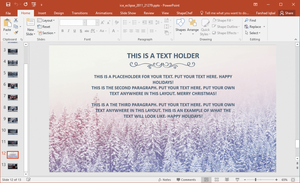 Animated Ice Eclipse Christmas PowerPoint Template