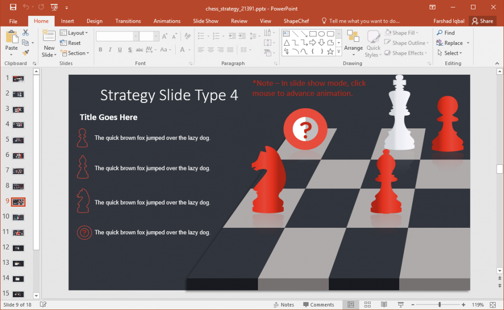Animated Chess Strategy PowerPoint Template