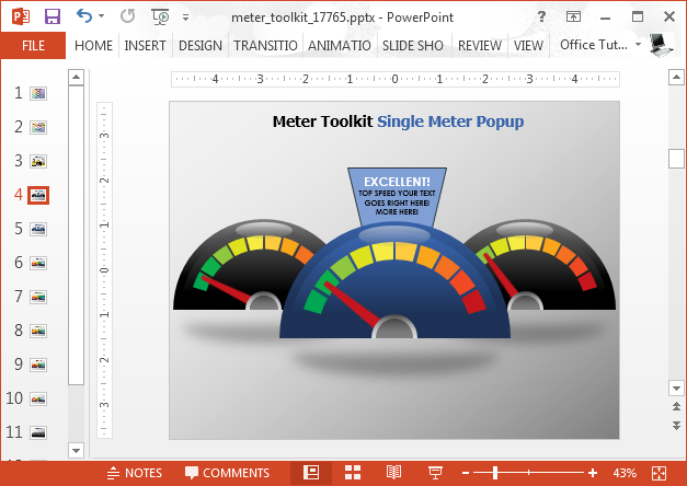 Editable Speedometer Gauge Powerpoint Shapes Gauges