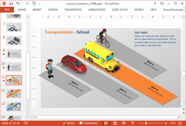 Animated Isometric School PowerPoint Template