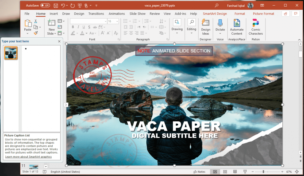 Animated Postcard PowerPoint Template