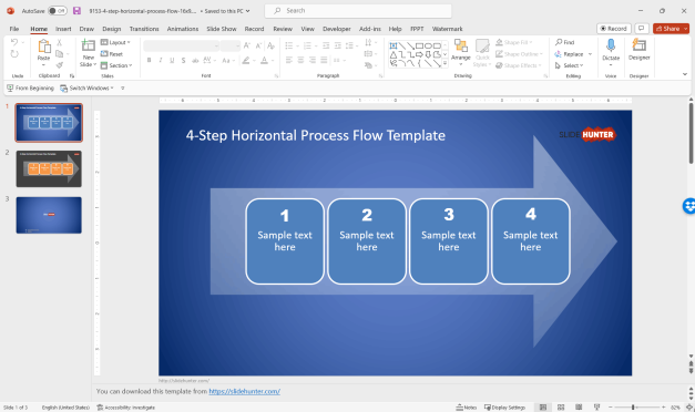 Free Free Horizontal Process Diagram with 4 Steps & Presentation Slides