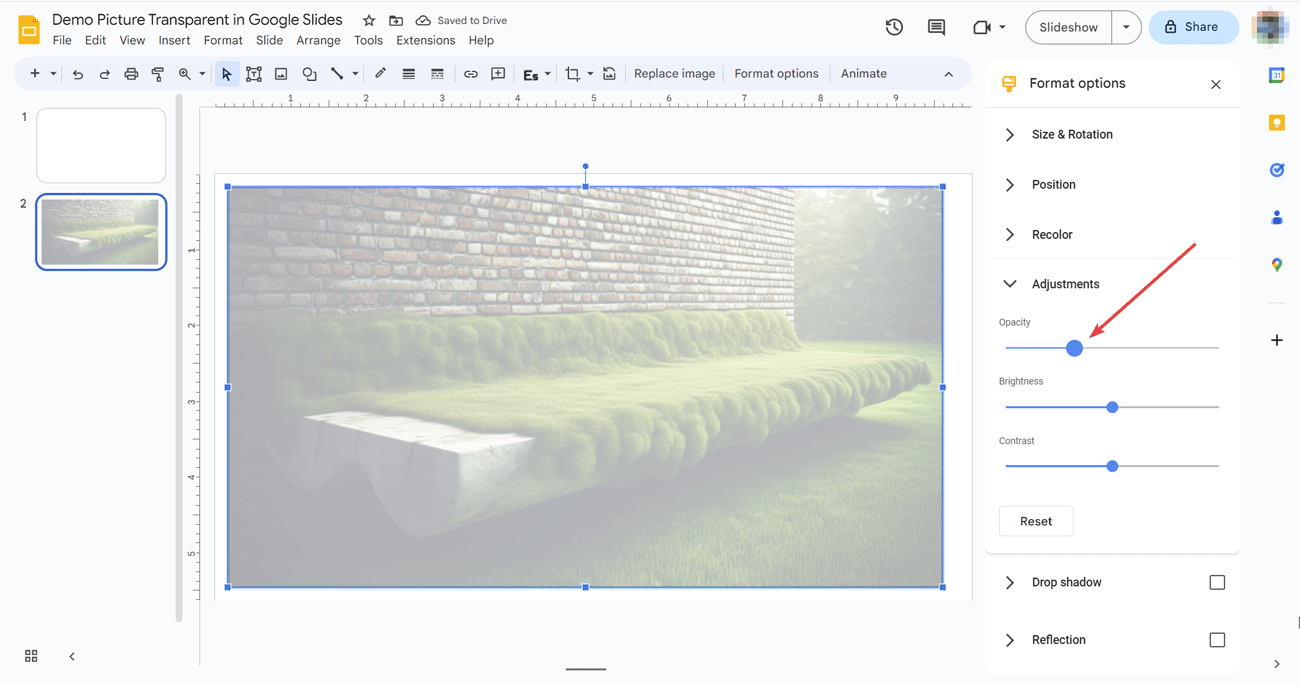 How to Make a Picture Transparent in Google Slides
