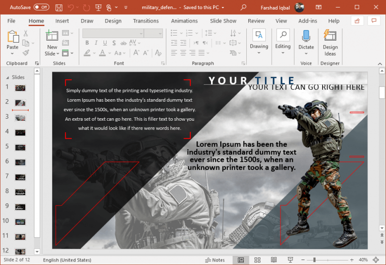 Animated Military Defense PowerPoint Template