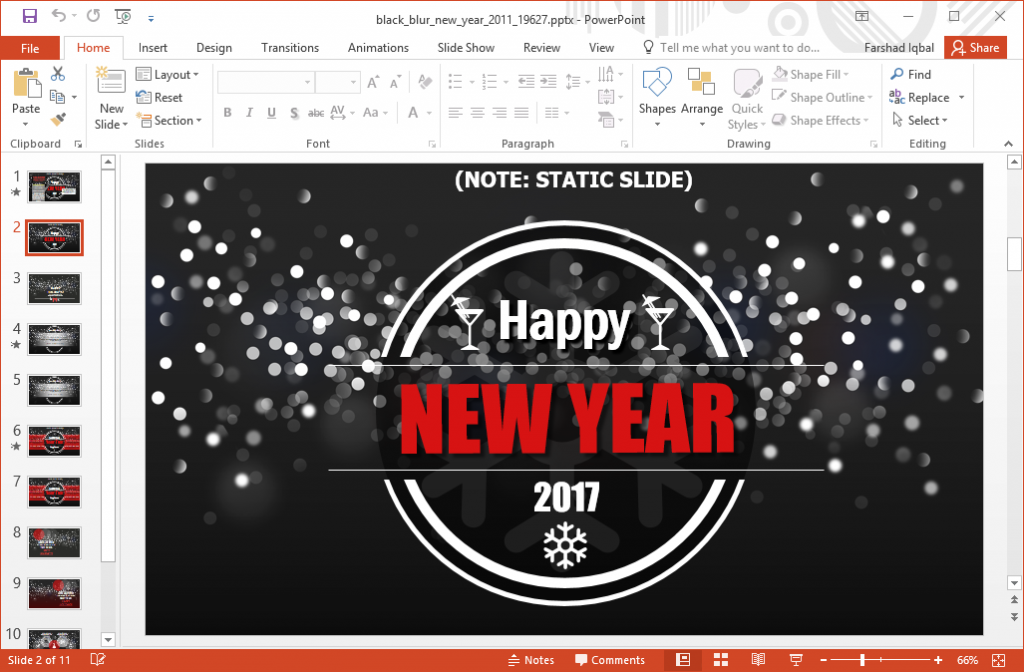 Animated New Year Snow PowerPoint Template